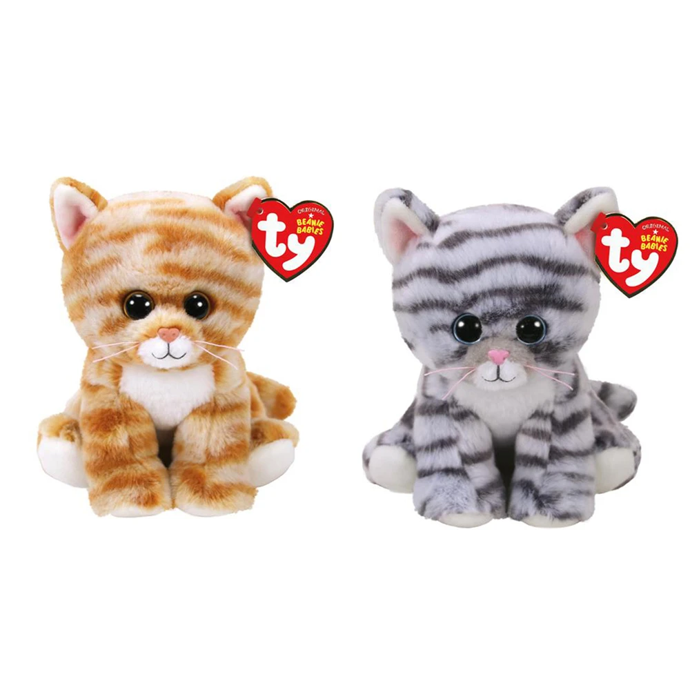 Pyoopeo Ty Beanie Babies 6" 15cm Millie Grey Tabby Cat & Cleo Yellow ...