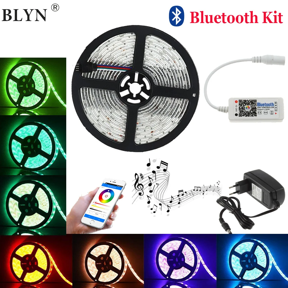 Led Strip Bluetooth Rgb 5050 Tape Ceiling Light With Bluetooth Controller 5m 10m Smart