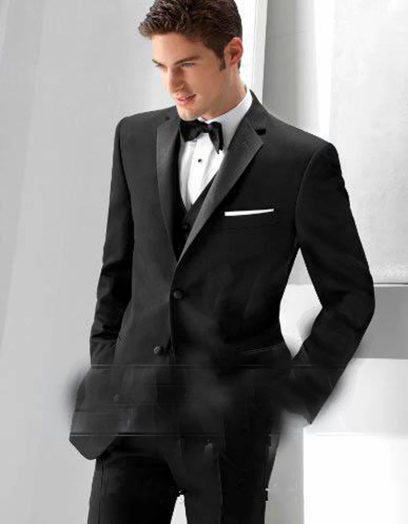 2018 Mens Wedding Suits With Pants Black Suit Custom Made Tuxedos Groom