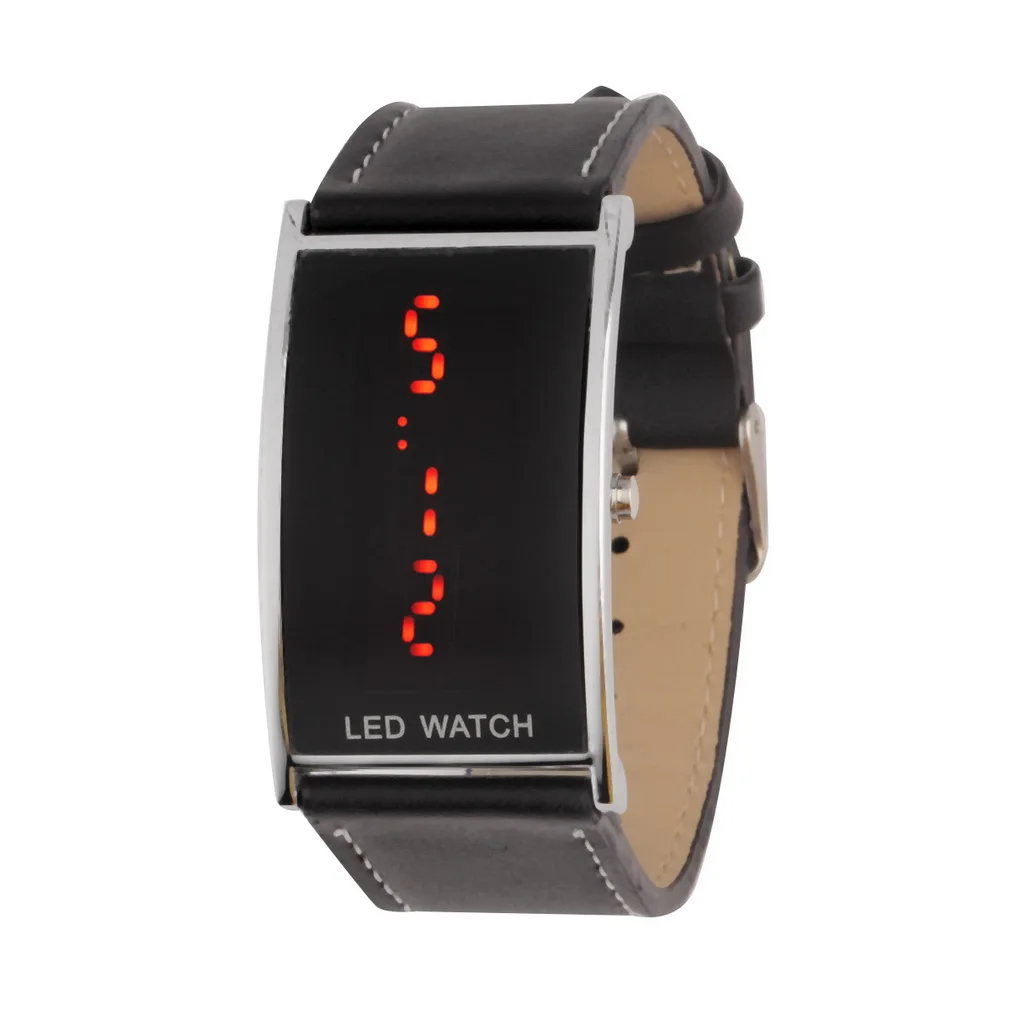 Black Fashion LED Watch For Men Women Sports Casual Leather Strap ...