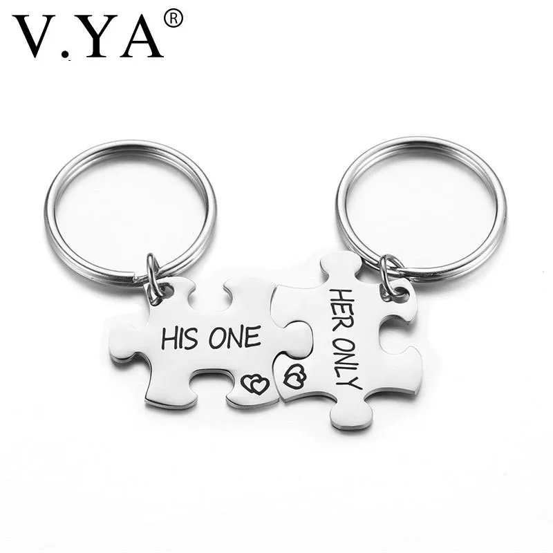 V.Ya Her Only His One Keychain Romantic Couple Key Chain Puzzle Couple ...