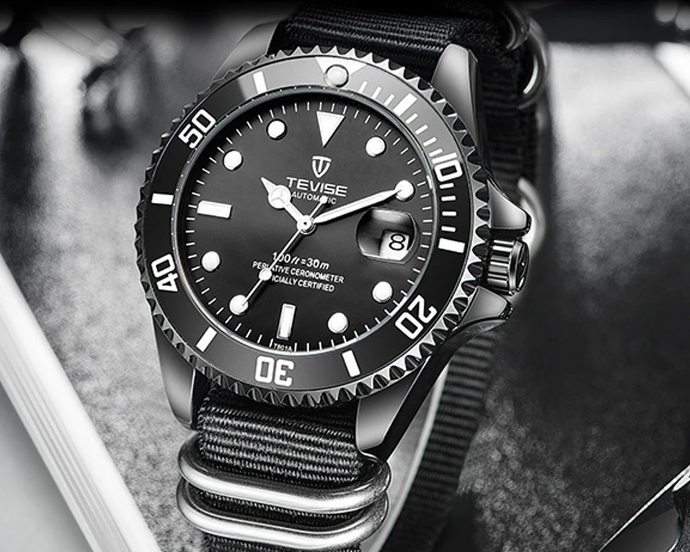 Tevise Business Men Watch Automatic Mechanical Submariner Wo
