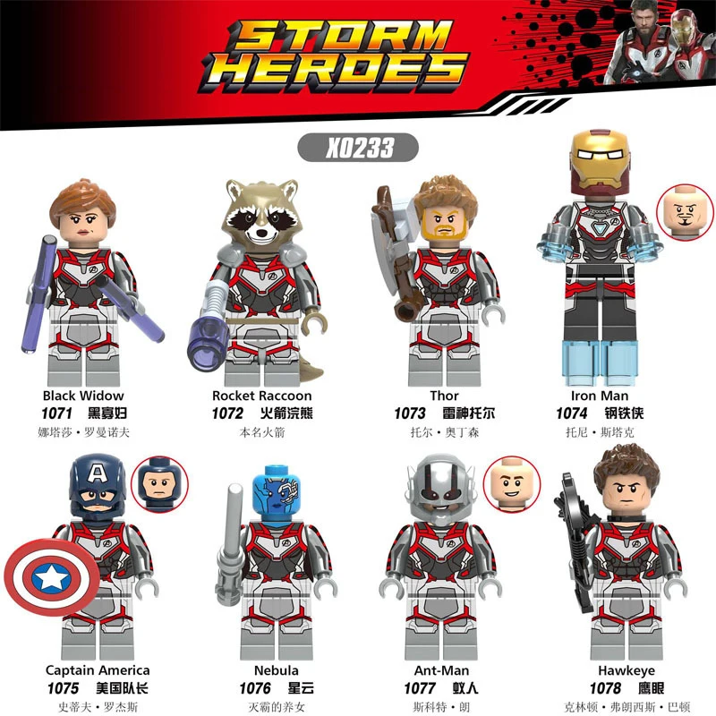 Avengers 4 Superheroes Building Blocks Nebula Hawkeye Thor Rocket ...