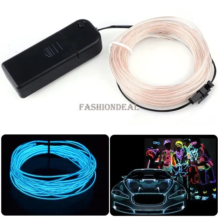 2014 New 3M White Flexible EL Wire Led Neon Light for Dance Party Car ...