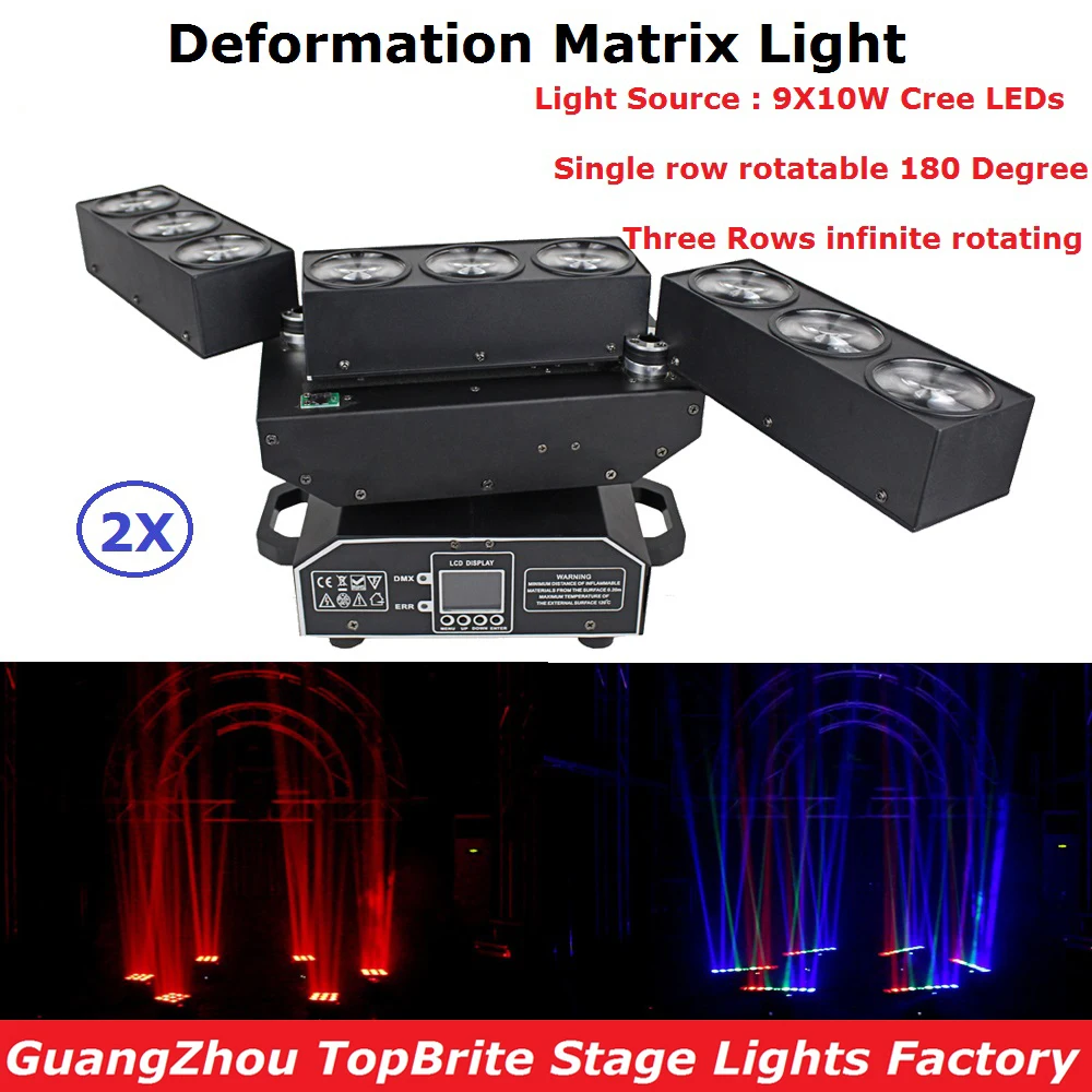 2 Unit Dj Equipments 9x10w Rgbw 4in1 Led Deformation Matrix Beam Moving ...