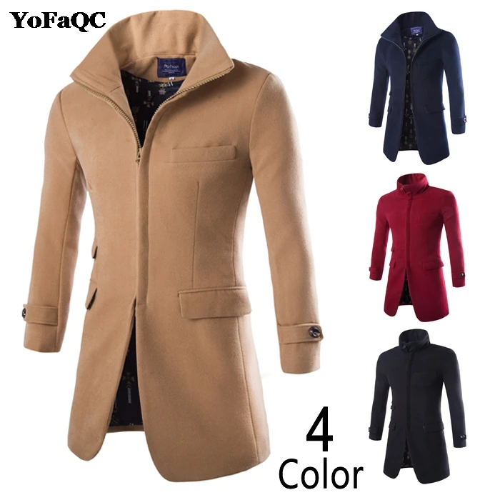 hot Mens high quality Woolen Jackets Mink collar Fur Collar Wool Coats ...