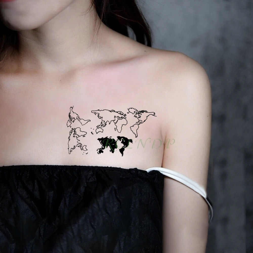 World Map Tattoo Back