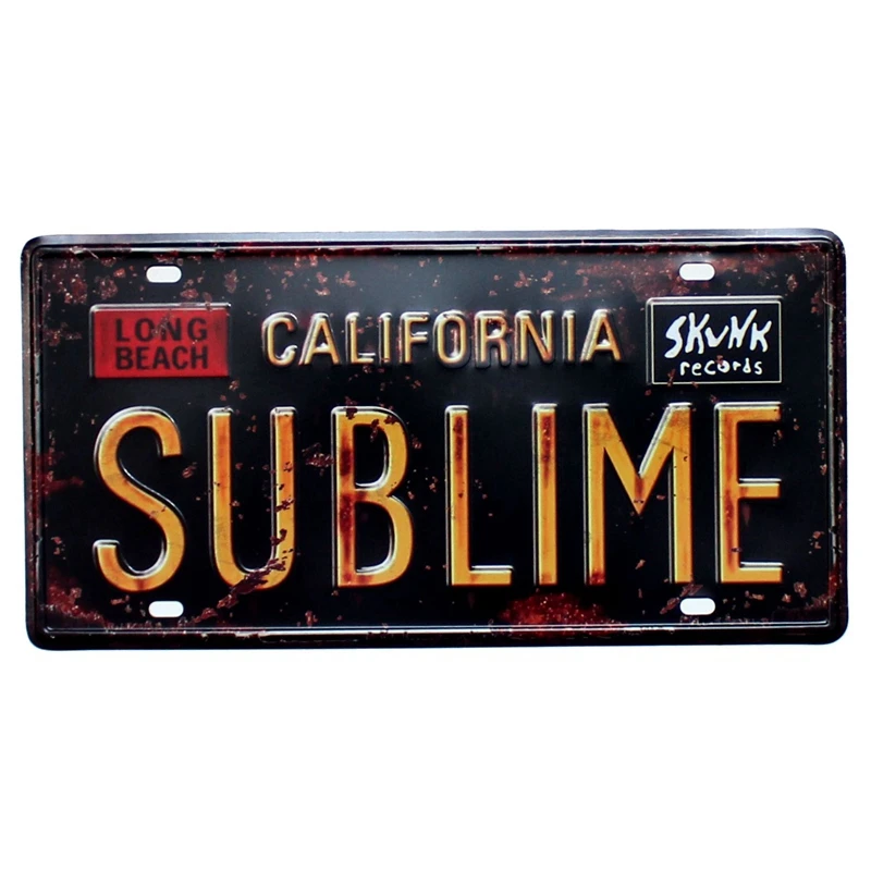 Vintage Car License Metal Plate Usa California Sublime Wall Art Craft ...