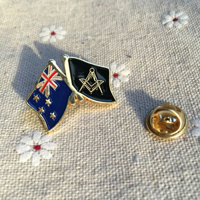 10pcs Wholesale Free Masons Pins New Zealand Flag Freemason Masonic Pin ...