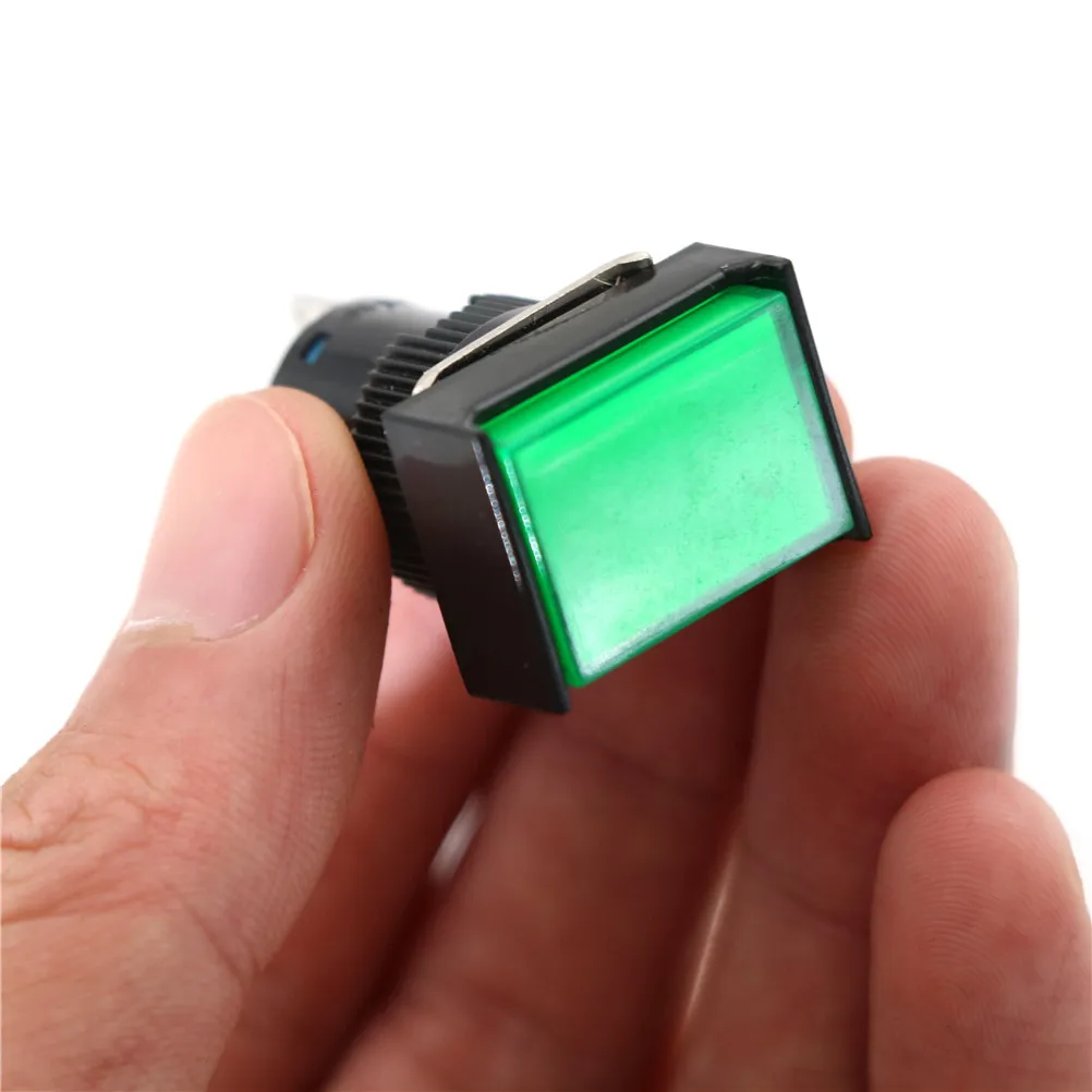 AC 250V 5 Pins Green Lamp Latching Rectangular Push Button Switch Push ...