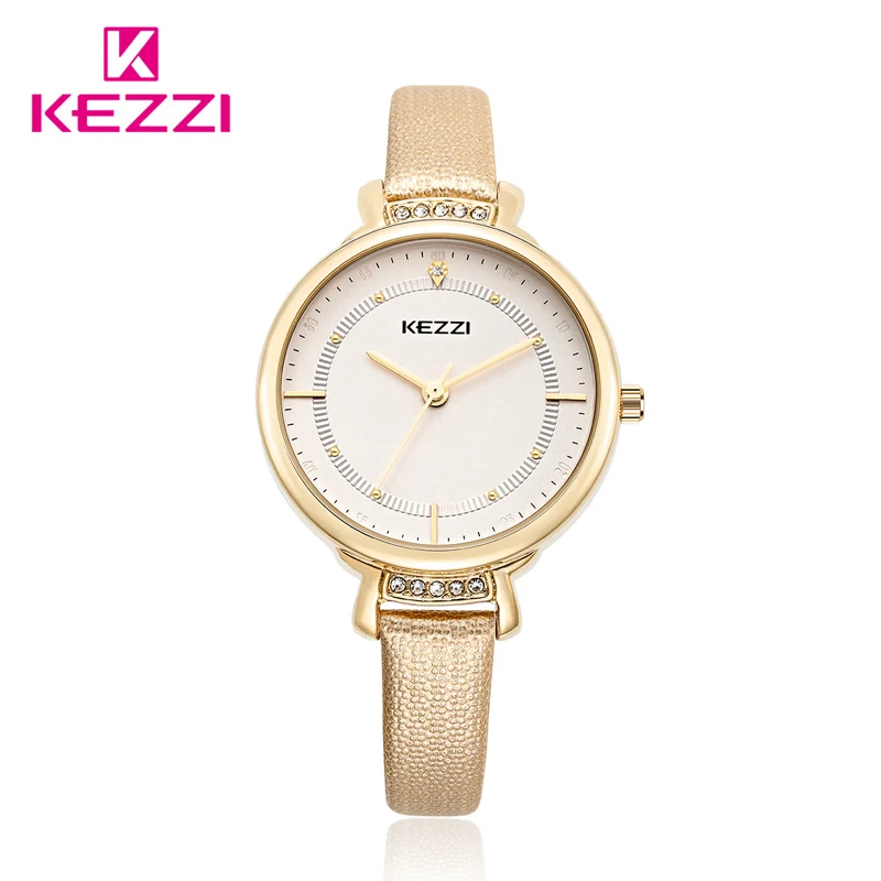 Kezzi Women Quartz watch Fine Crystal Fine Leather Strap Ladies Watch ...