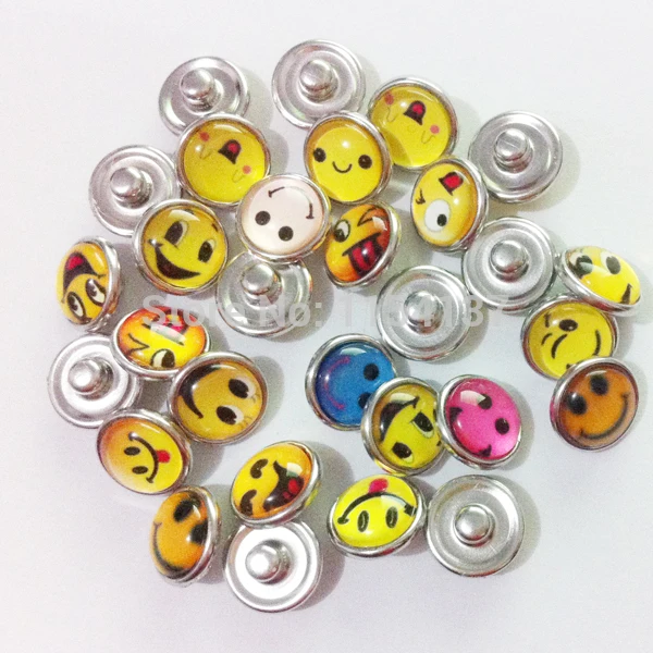 20pcs/lot Factory wholesale small snap button charms mix colors glass ...
