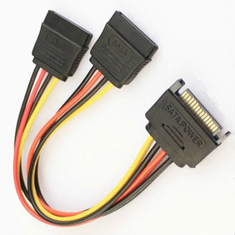 2017 Universal Sata 15pin Male To 2 Sata 15 Pin Female 15pin Power Hdd Splitter Connector Cable