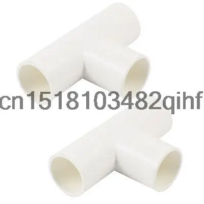 2 Pcs T Type 3 Way White PVC 20mm Inner Dia Wire Pipe Fitting Connector ...