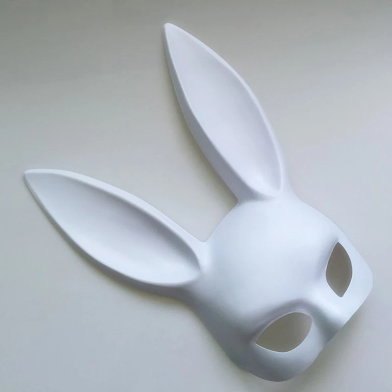 White Black Women Girl Sexy Rabbit Bunny Long Ears Mask Half Face ...