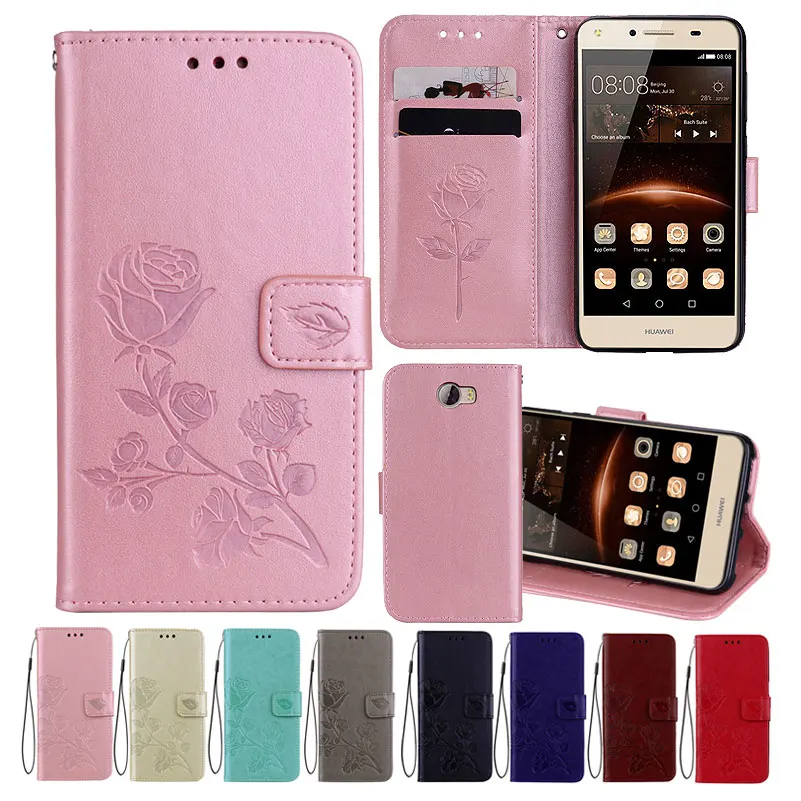 Leather Case For Huawei Y5 II Cases For Y5 2 Wallet Cover Flower Design ...