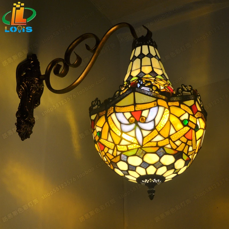 American-style glass flower gourd project section of the wall Tiffany ...