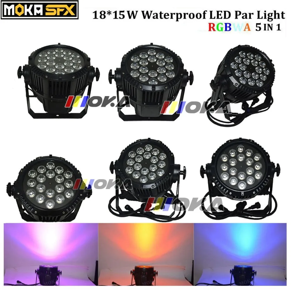 6pcs/lot IP65 Waterproof Led Par Lights 18X15w RGBWA 5 in 1 Par Wash ...