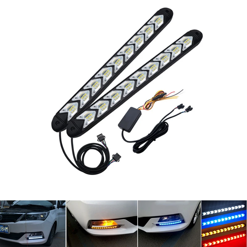 2Pcs LED DRL Daytime Running Light Car Styling Dynamic Streamer Flow ...