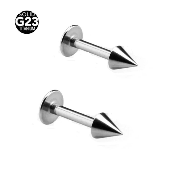 G23 Titanium 16 Gauge External Thread Labret With Cone Lip Piercing Ear ...