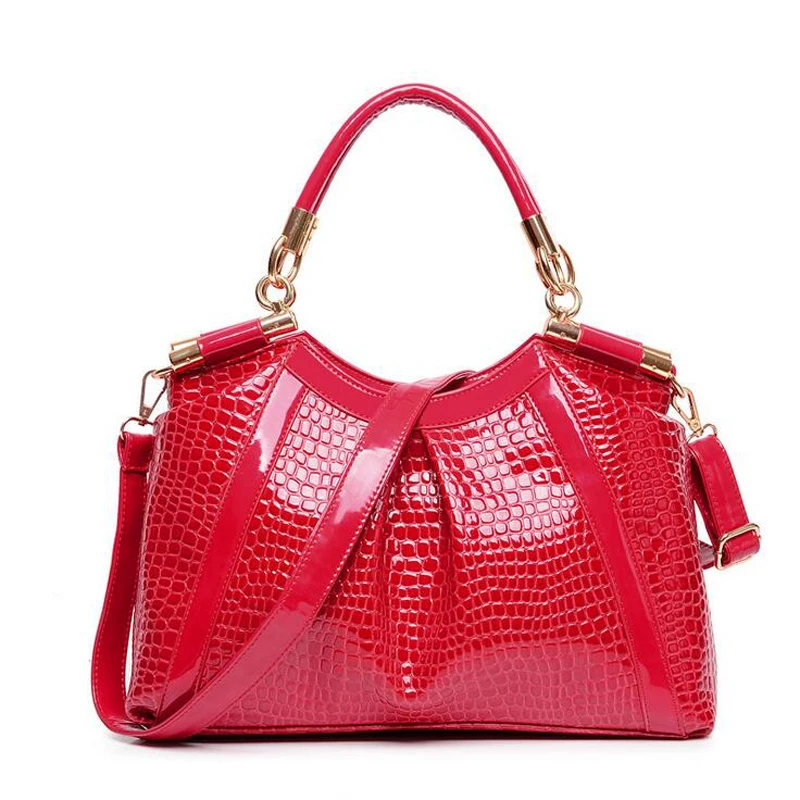 Crocodile Leather Red Shoulder Bags For Women | semashow.com