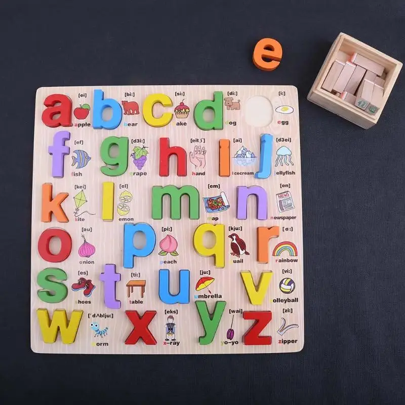 Wooden Alphabet English Letters Jigsaw Puzzle Children Kids Educational ...