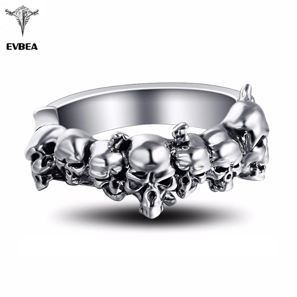 EVBEA Charming Ancient Gold Skull Ring Big Huge Ghost Skull Ring Men ...