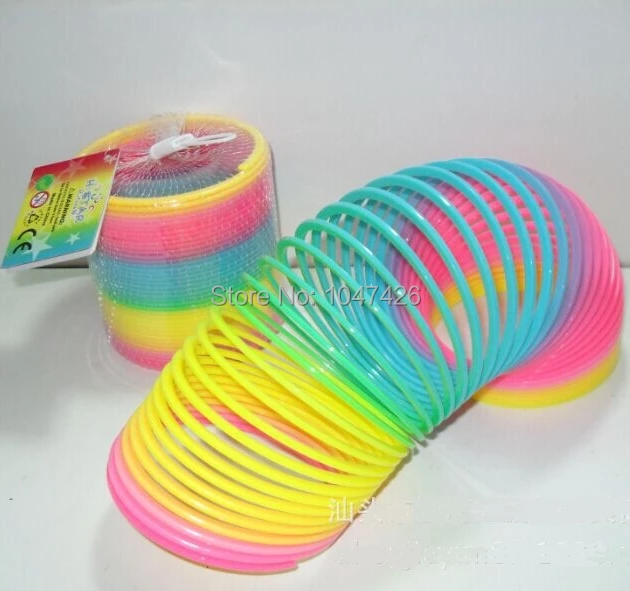 Super Size 10*10CM New Magic Plastic Slinky Rainbow Spring Colorful New ...