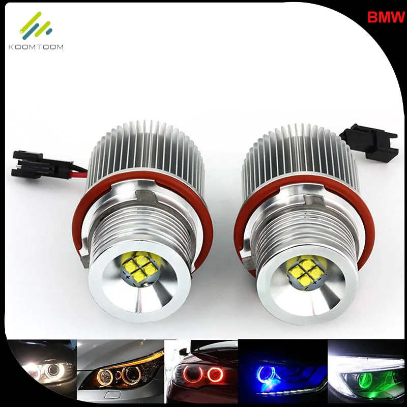 LED Angel Eyes Headlight for BMW E39 E87 E60 E61 E63 E64 E65 E66 E83 X3 E53 X5 20W White Yellow ...