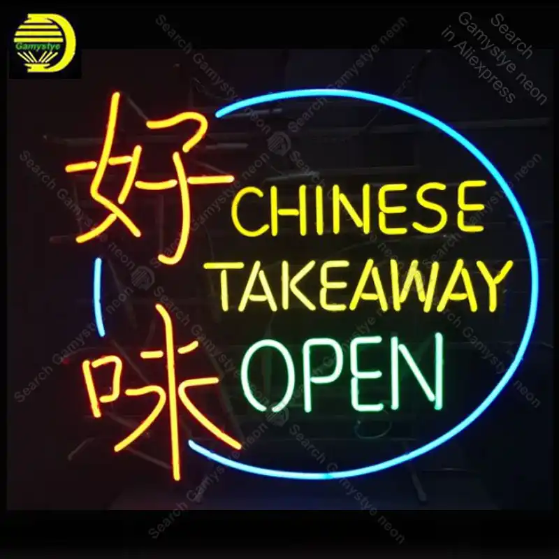 Neon light Signs Chinese takeaway OPEN Neon Bulb sign Lamp Good test ...