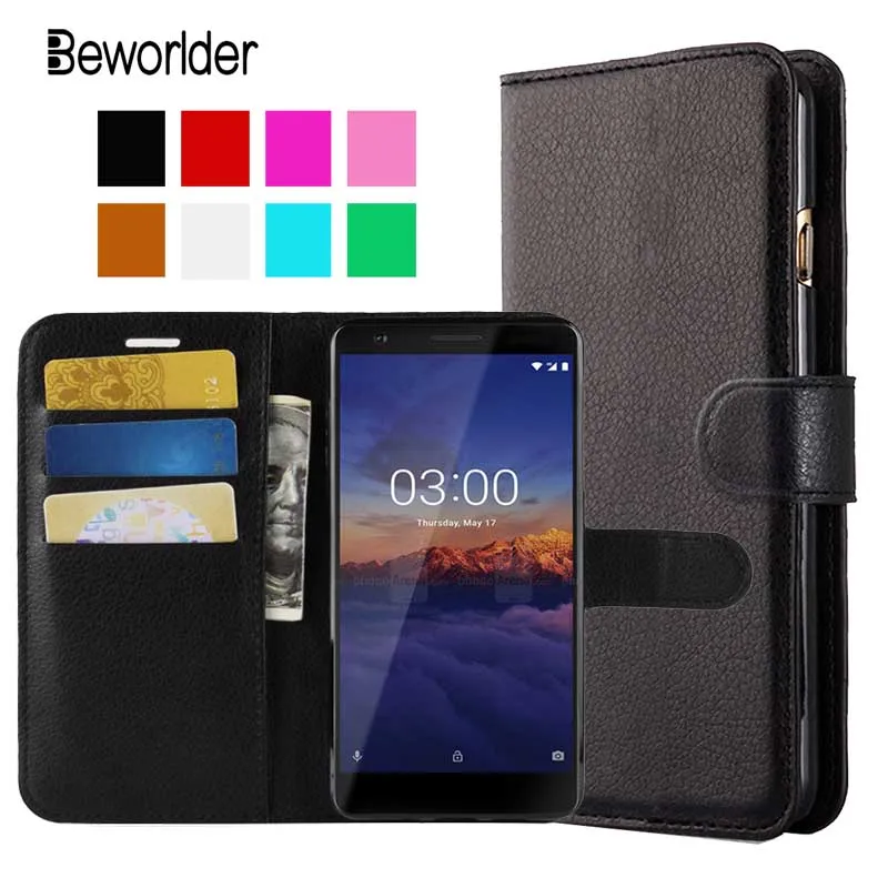 Beworlder For Nokia 3.1 Case Card Slots PU Leather Case Lichee Pattern ...