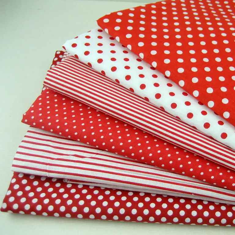 48x48cm 6 pcs Quilting Patchwork Stripe Polka Dot Cotton Fabric Bedding ...