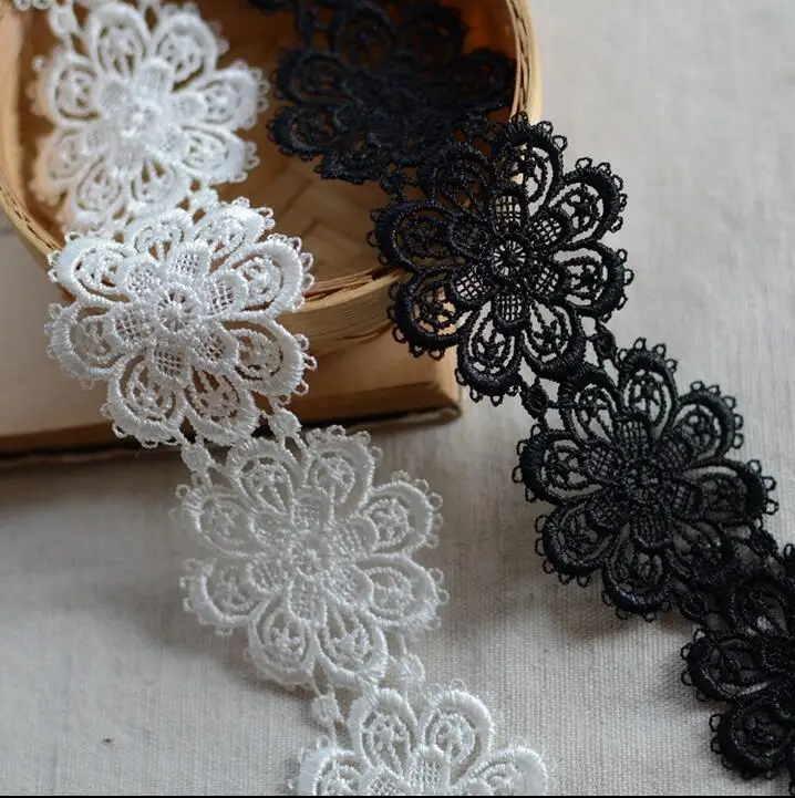 5 Yards Novelty Diy Pretty Lace Fabric Trims Black White Water Soluble ...
