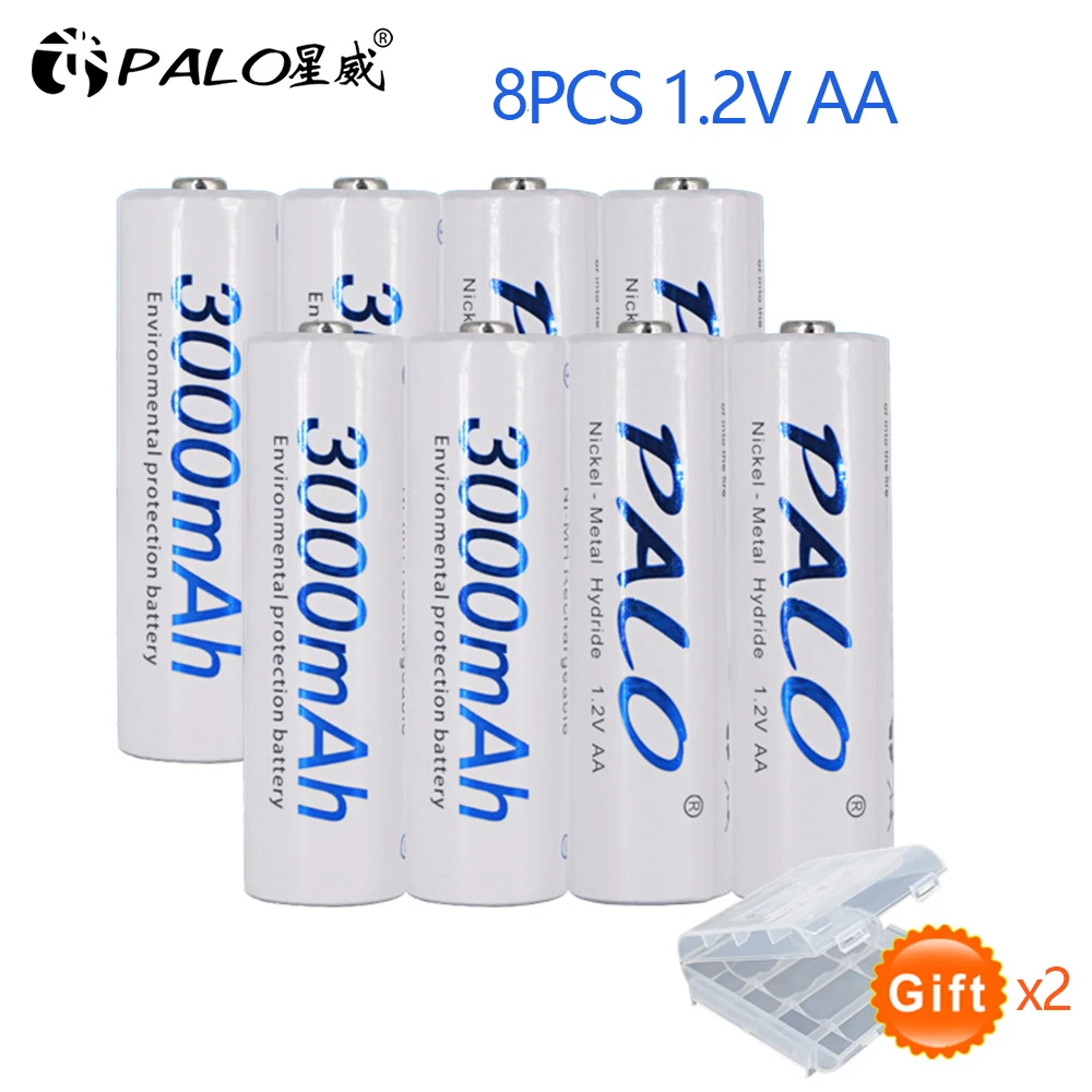 PALO AA Battery 3000mAh 1.2V NI MH AA rechargeable batteries for camera ...