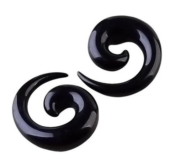 1 Pair Black Acrylic Spiral Taper Plugs Tunnels 14 00 Gauges Snail Ear ...