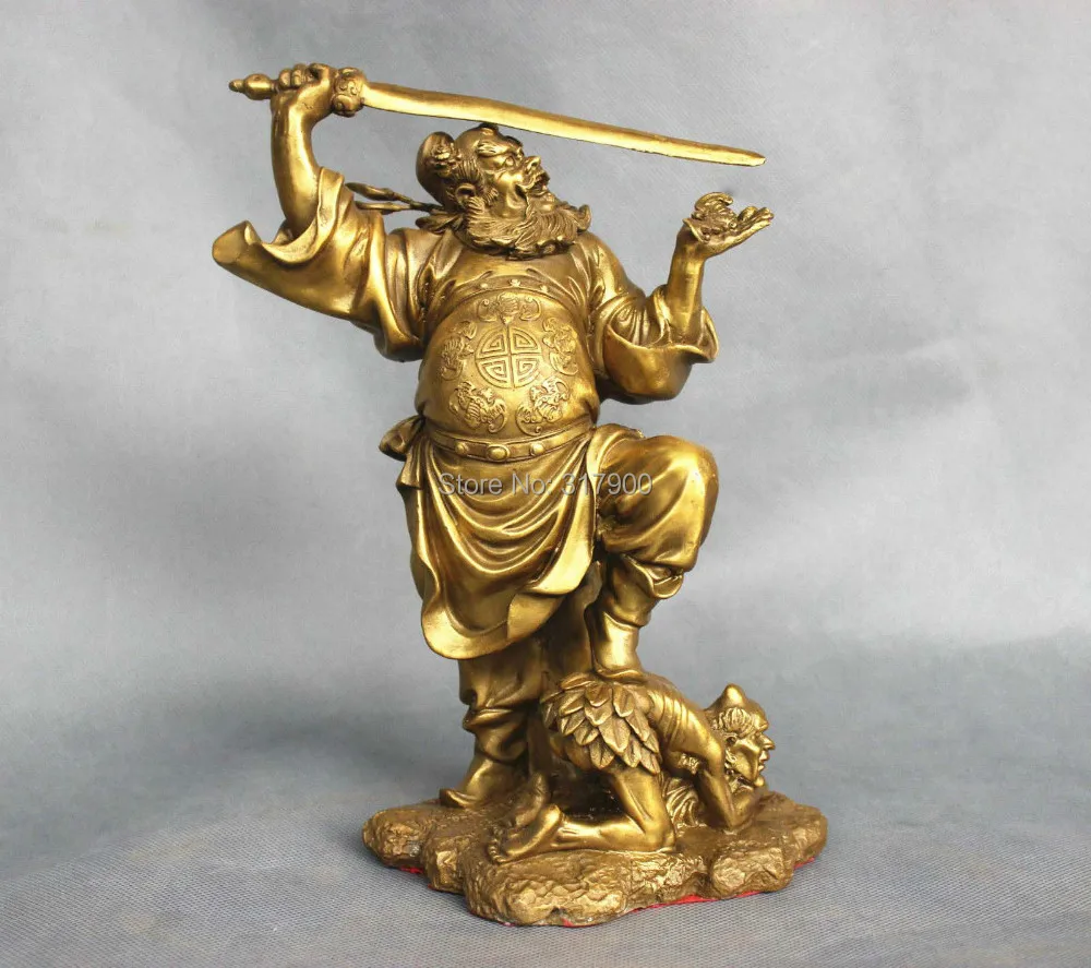 10'' China Mythology The Exorcist Zhong Kui Slaughter Devil Bronze ...
