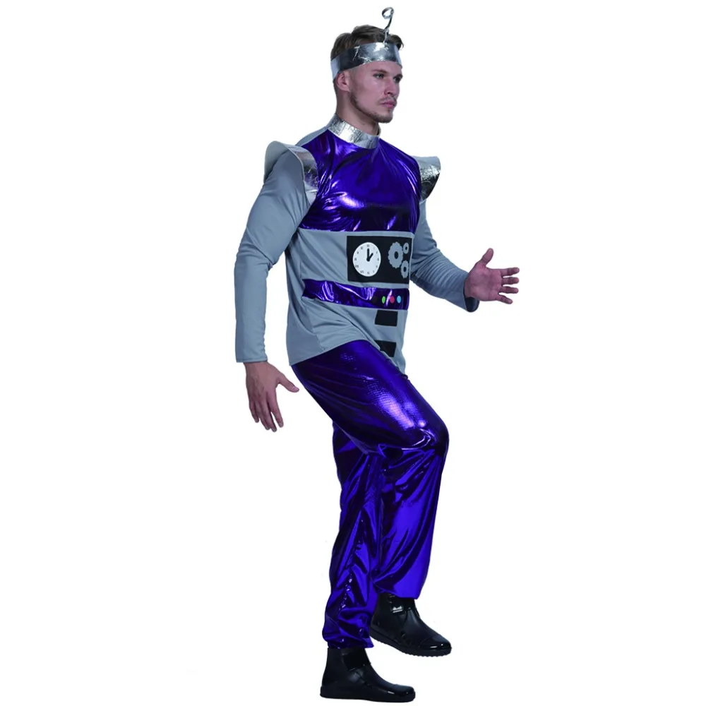 Men Robot Alien Artificial Intelligence Costume Carnival Party Purple ...