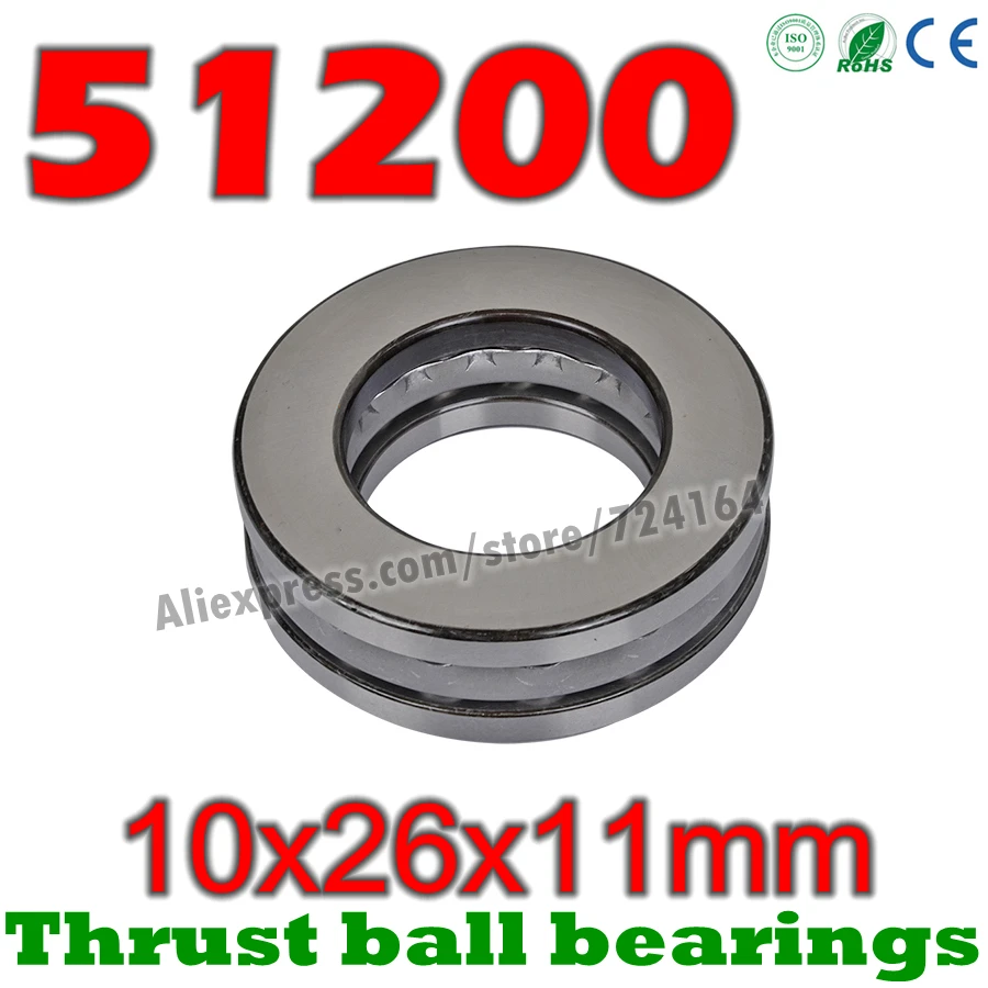 10x26x11 Mm Thrust Ball Bearings 51200 Axial 51200m 8200 8200h Plane 10 ...