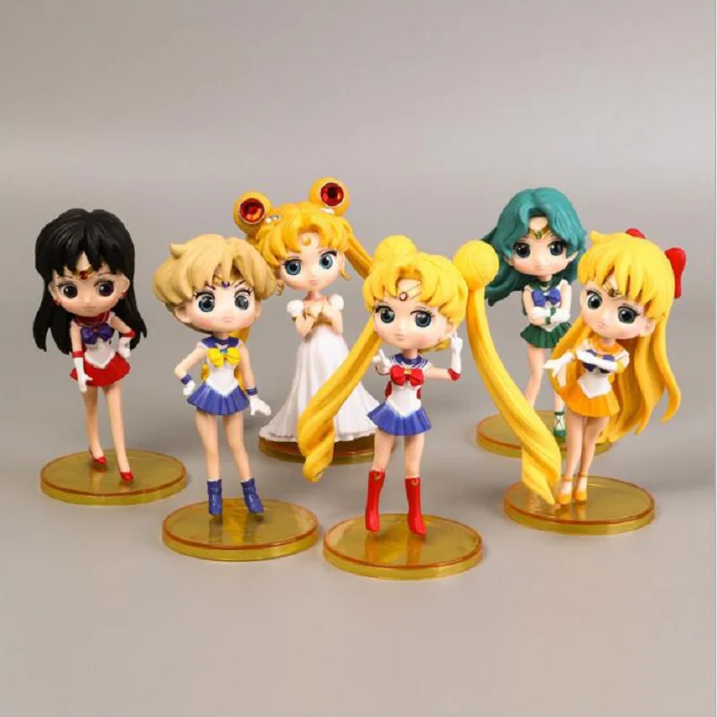 6 Pcslot Japanese Anime Sailor Moon Girl Display Model Toys Sailor Mercury Mars Jupiter Venus