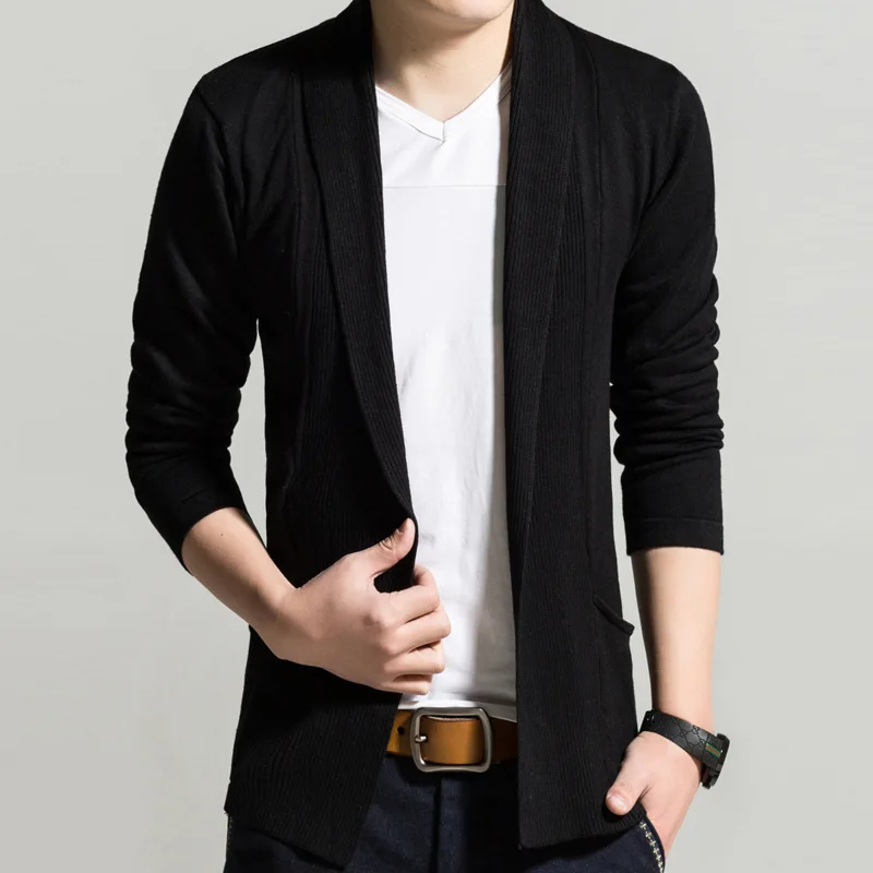 Ropa de hombre delgada Casual de manga larga cárdigan tejido ropa ...