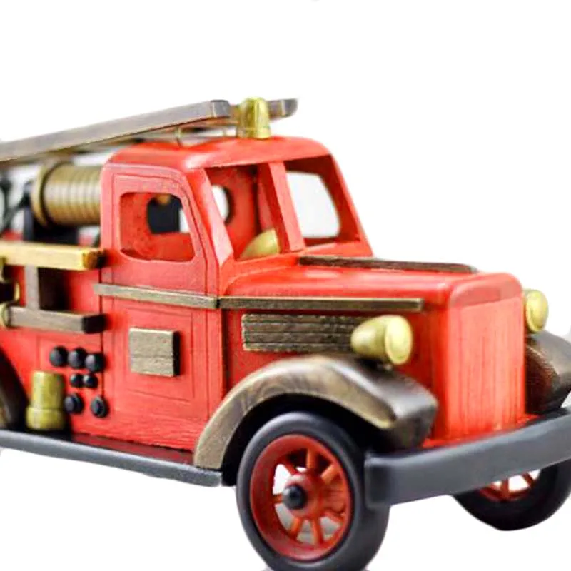 Fire Engine Wood Educational Models Vintage Pumper Model Toys For Kids ...