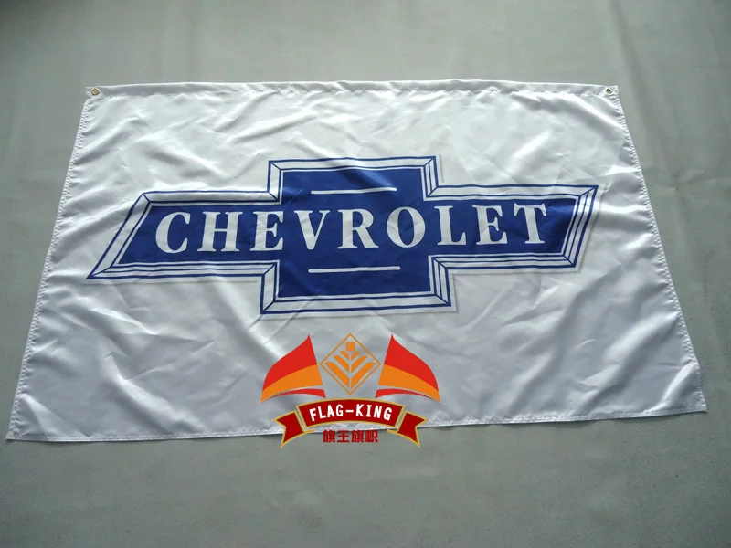 chevrolet with white background racing flag,90*150CM polyester ...
