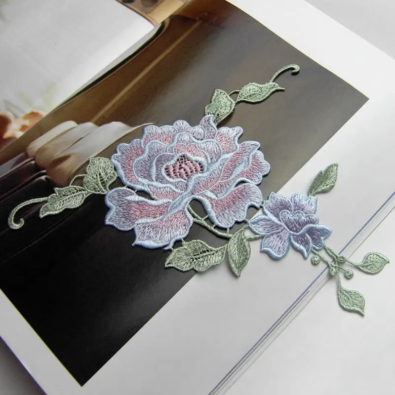 Free Shipping Nice Blue Flower patch Embroidered Iron On Patches for ...