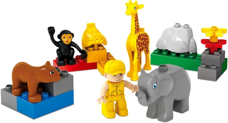 18pcs FUNLOCK Duplo Jungle Forest animal zoo Set Plastic DIY Building ...