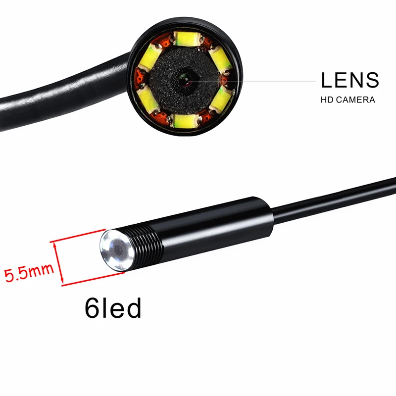 Newest 5M 2IN1 and PC Lens 5.5mm mini endoscope borescope inspection ...