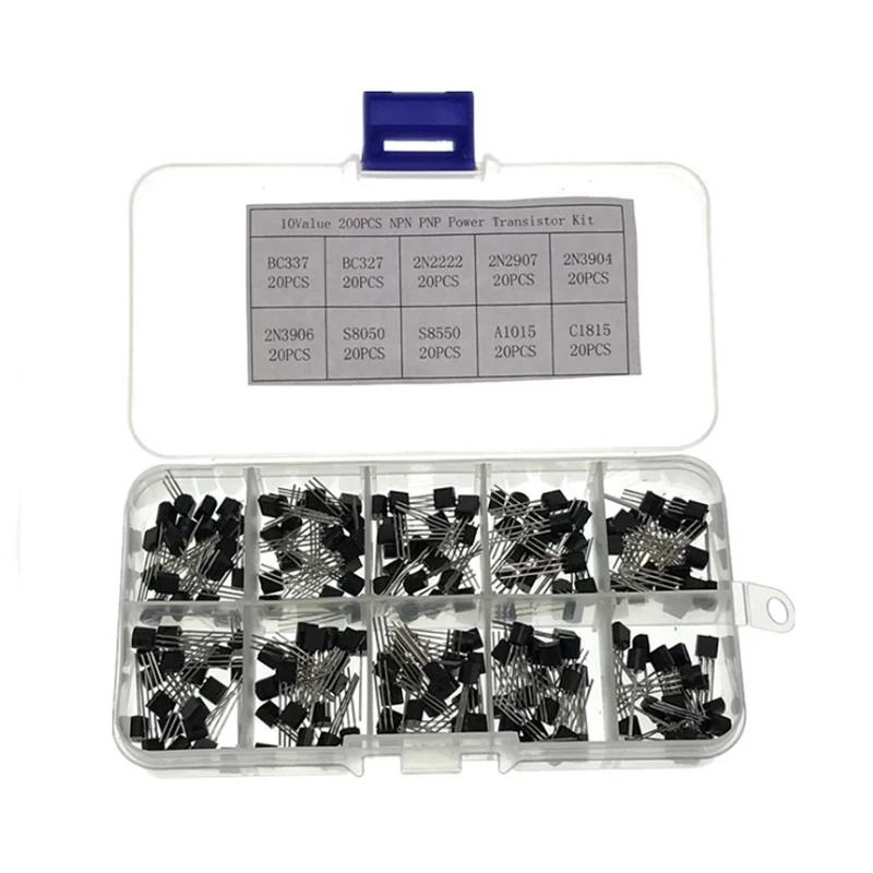 20pcs x10 Types NPN PNP Power Transistor Kit Box BC337 BC547 2N2222 ...
