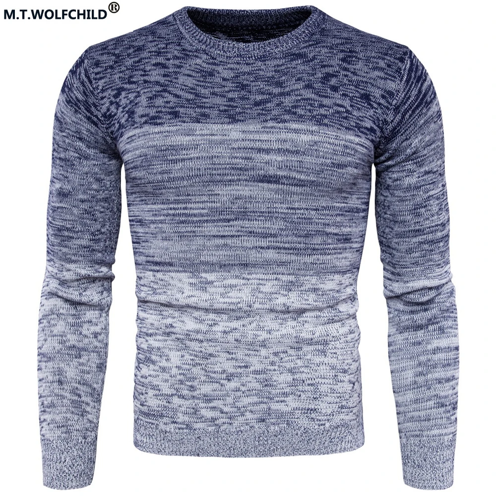 2018 Spring new mens round neck pullover sweaters long sleeve mens ...