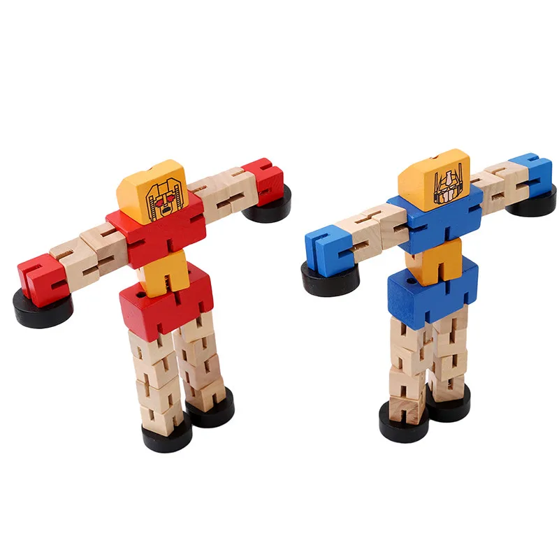 1 Pc Wooden Changeable shape robot DIY Building Blocks Kids Toys for ...