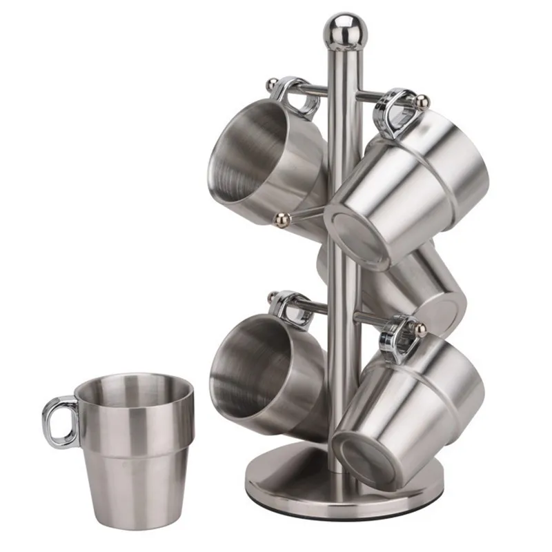 6-pieces-Double-Wall-Stainless-Steel-Mugs-Cup-Set-with-Rack-Drinking ...
