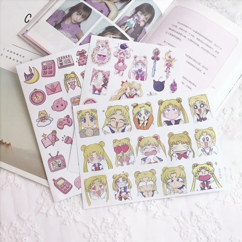 Kawaii Cartoon Sailor Moon Paper Sticker Album Cute Scrapbooking ...